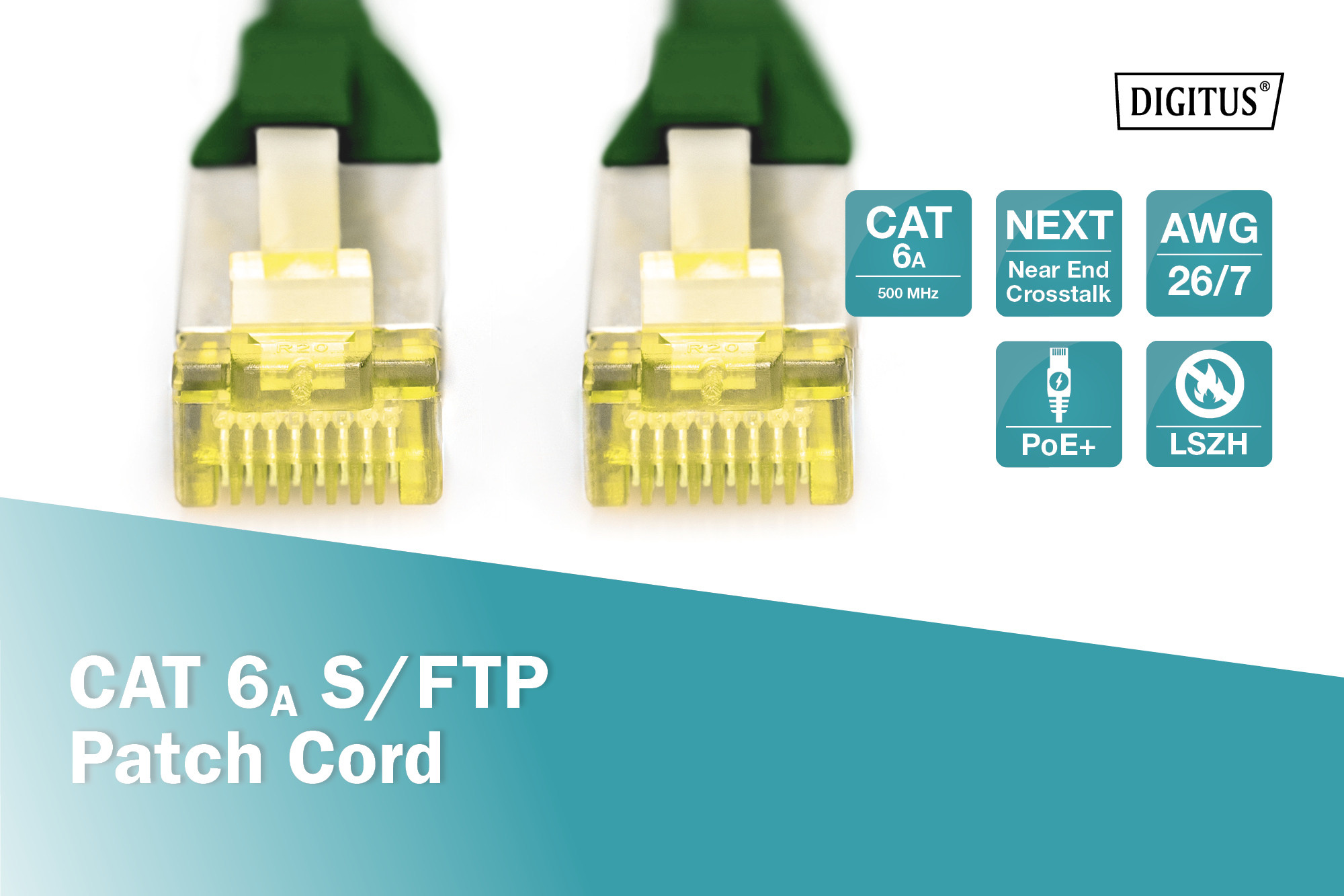 DIGITUS DK-1644-A-020/G Cat.6A S/FTP LSZH 2m zöld patch kábel