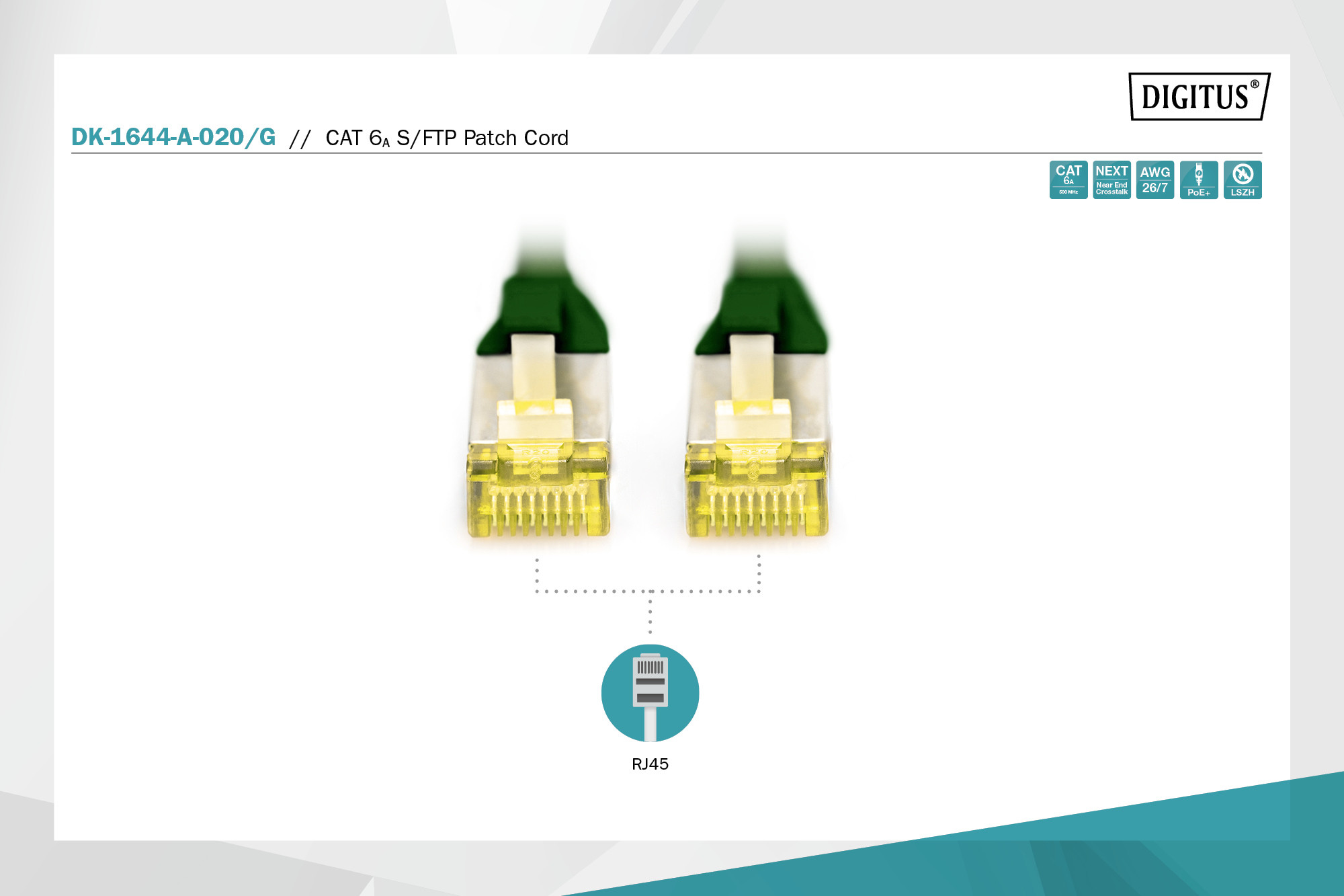 DIGITUS DK-1644-A-020/G Cat.6A S/FTP LSZH 2m zöld patch kábel